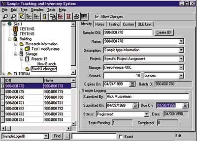 12194-05 Sample Tracking and Inventory System. Five-user CD, Windows 95 ...