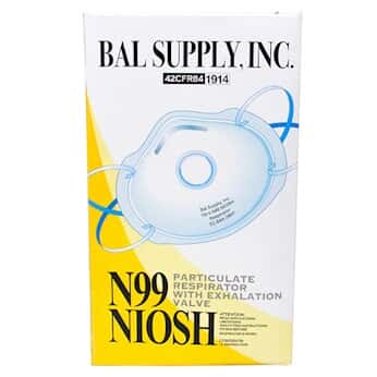 NIOSH N99 Particulate Respirator with valve, Metal Nose Seal; 12/box ...