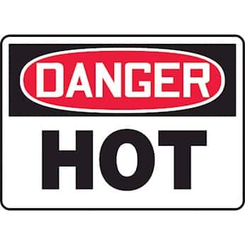 Accuform MCPG020VS Safety Sign, Danger - Hot, 10" x 14", Adhesive Vinyl ...