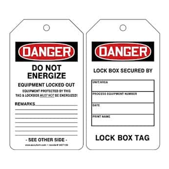 Accuform MDT169CTP Tag, Danger Do Not Energize, Job, 5 7/8" X 3 1/8 ...