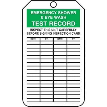 Accuform MGT207PTP Tag, Emergency Shower & Eye Wash Test Record, 5 7/8 ...