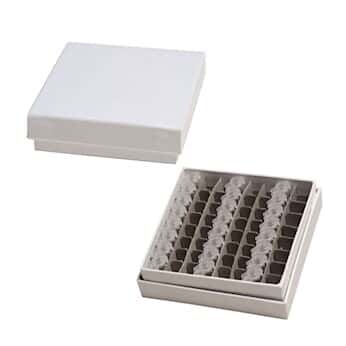 Cole-Parmer Cardboard Freezer Box, 3" x 3" x 1"; with 64-Place Divider ...