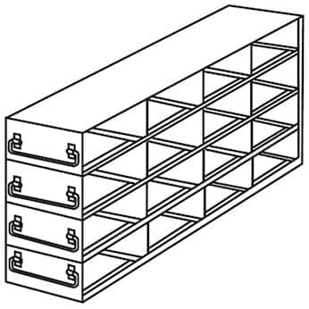 Cole-Parmer Upright Freezer Drawer Rack for Standard 3" Boxes, 4 x 4 ...