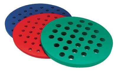 Red round test tube rack for 30 (15 mL) tubes from Cole-Parmer