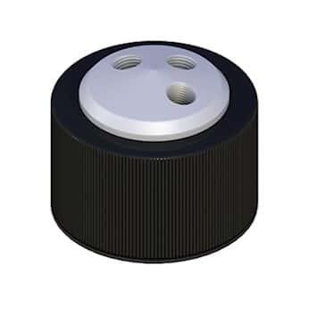 Cole-Parmer VapLock™ Solvent Delivery Cap, three 1/4"-28 ports, GL38; 1 ...