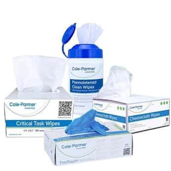 Cole-Parmer Disposable Nitrile Gloves and Pre-Wetted Alcohol/DI Water ...