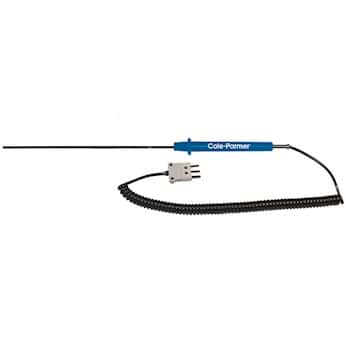 Cole-Parmer PFA-Ctd RTD Probe, 100 Ohm, ANSI 3-Blade Connector, 10" L ...