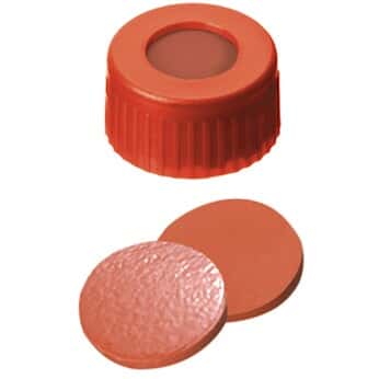 Cole-Parmer Short Thread Cap, 9mm, Open Red Polypropylene, Rubber/TEF ...