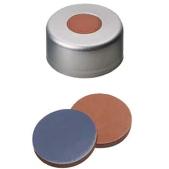 Cole-Parmer Silver Aluminum Crimp Cap, 13 mm Dia., Butyl/PTFE Septum w ...