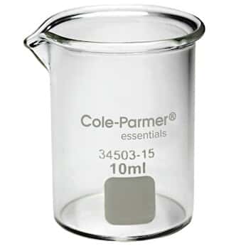 Cole-Parmer Essentials Plus Griffin Low-Form Beaker, Glass, 10 mL; 12 ...