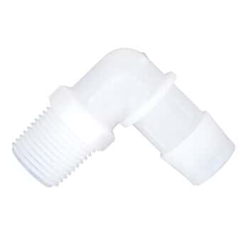 Eldon James Threaded to Hose Barb Fittings, 90° Elbow, Natural Kynar ...