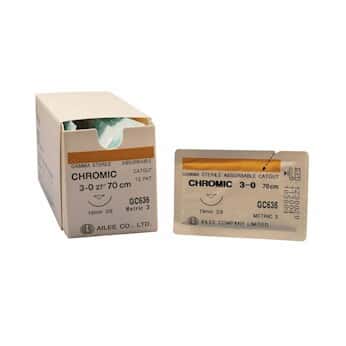GP822 Plain Gut Sterile Sutures, 19 mm, Needle: FS-2 3-0 27" from Cole ...