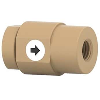 Idex Nonmetallic Inline Check Valve, 1 psi, 0.02" ID, 1/4-28 (F) to 1/4 ...