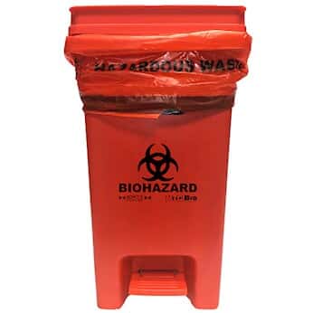 MTC Bio Biohazard Bin with Lid and Foot Pedal, 8 Gallon, Polypropylene ...