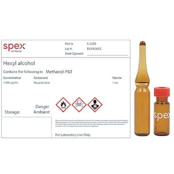 Spex CertiPrep S-2230 Hexyl Alcohol Organic Standard, 1,000 µg/mL in ...