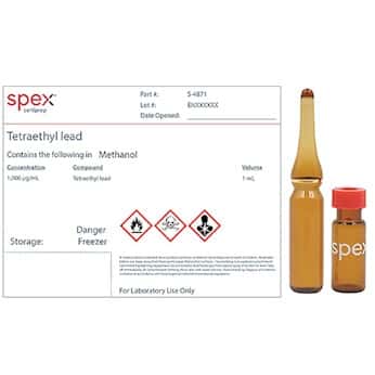 Spex CertiPrep S-4871 Tetraethyl Lead, 1,000 µg/m in Methanol; 1 mL ...