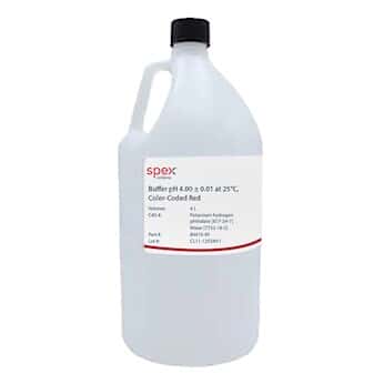 Spex CertiPrep Buffer, pH 4.00, Red; 4 L from Cole-Parmer