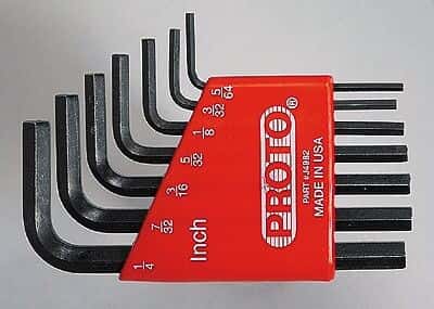 Stanley Folding Hex Key Set, 5 Keys, English Sizes from Cole-Parmer