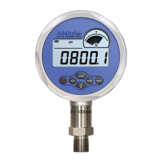 Additel Digital Pressure Gauge, 0 to 15,000 psi, 1/4" NPT(M) Connection ...