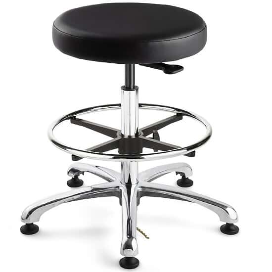Bevco 3350E1V+ACF-18E BLACK Cleanroom Stool, ESD Vinyl, 18.5" to 26 ...