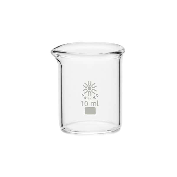 Borosil BG1000-10 Beaker, glass, low form, 10 mL, 12/pk from Cole-Parmer