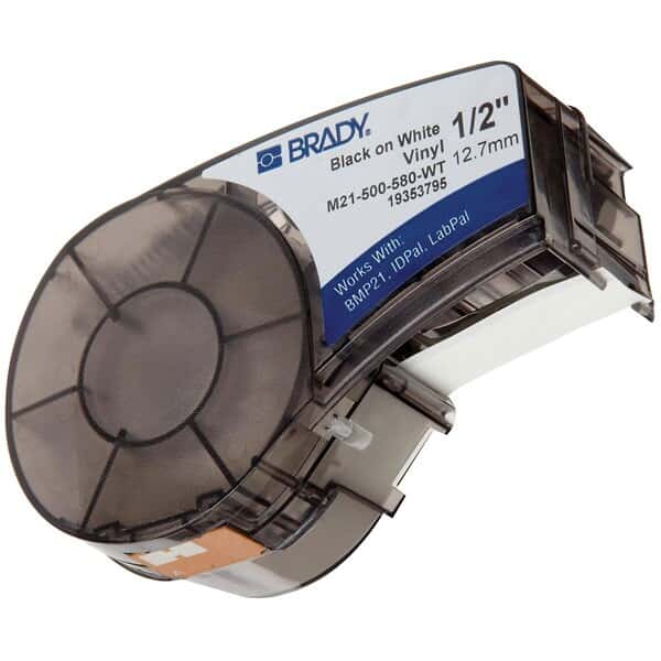 Brady M21-500-580-WT BMP 21 Label Cartridge; 1/2"W, Permanent Vinyl ...