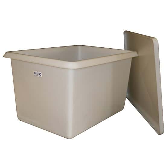Rectangular Mobile Tub with Lid, LDPE, 54 Gal from Cole-Parmer