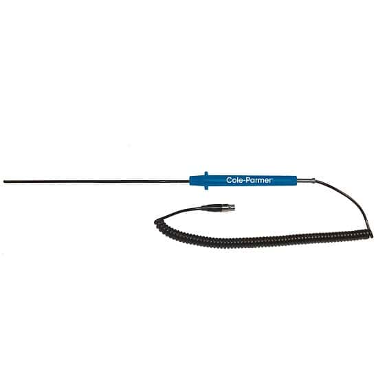 Cole-Parmer PFA-Ctd RTD Probe, 100 Ohm, 3-Pin. 10" L, 5ft Coil Cord ...