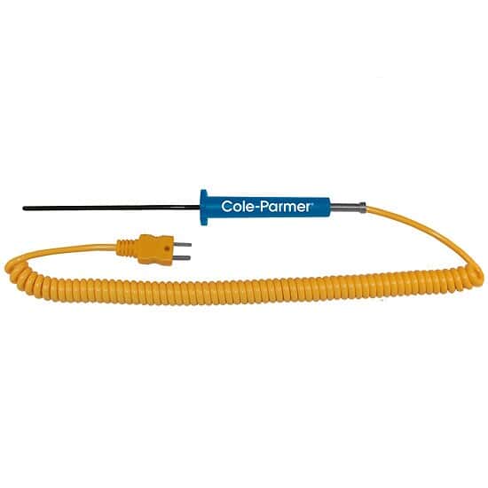 Cole-Parmer Compact PFA-Coated Thermocouple Probe, 4.5" L, Grounded d ...