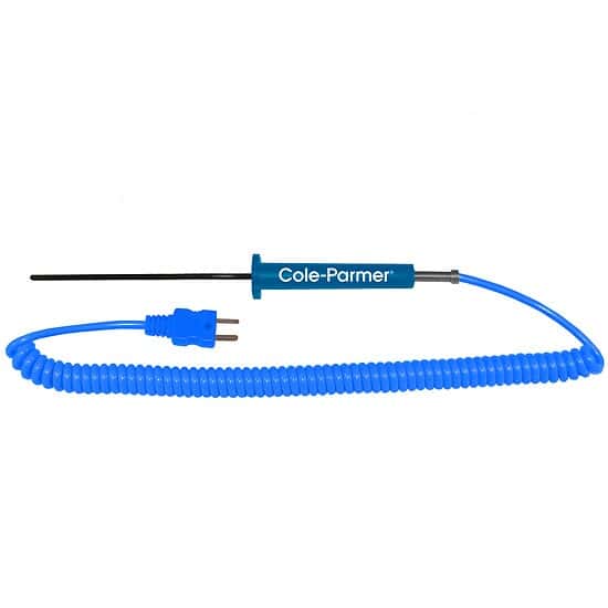 Cole-Parmer Compact PFA-Coated Thermocouple Probe, 4.5" L, Grounded d ...