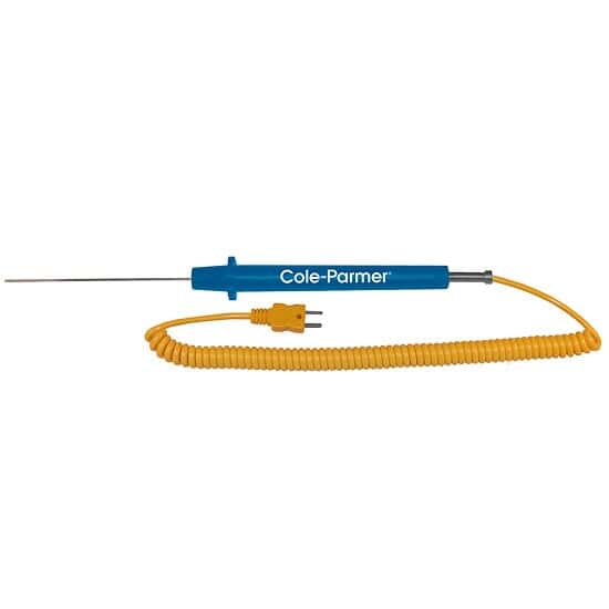 Cole-Parmer Type-K, Small-Diameter Standard Probe, Mini-Connector, 4" L, .063 Dia, Grounded from ...