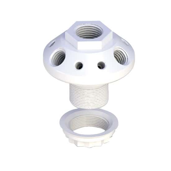 Cole-Parmer VapLock™ Solvent Waste Manifold, PTFE, panel mount, 1x1/2 ...