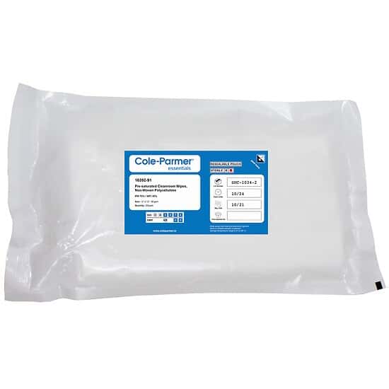 Cole-Parmer Poly-Cellulose Cleanroom Wipes, 70%IPA 30% WFI, 12"x12 ...