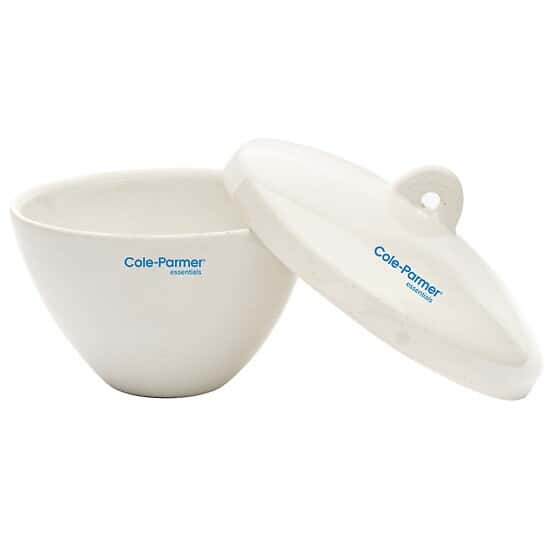 Cole-Parmer High-Form Crucible with Cover, Porcelain, 200 mL; 12/PK ...
