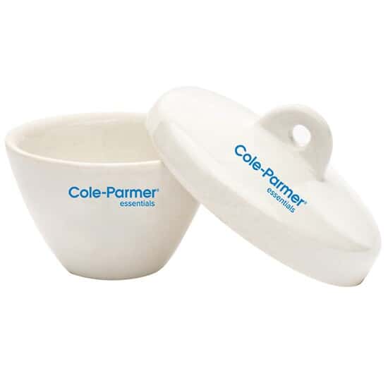 Cole-Parmer Wide-Form Crucible with Cover, Porcelain, 10 mL; 12/PK from ...