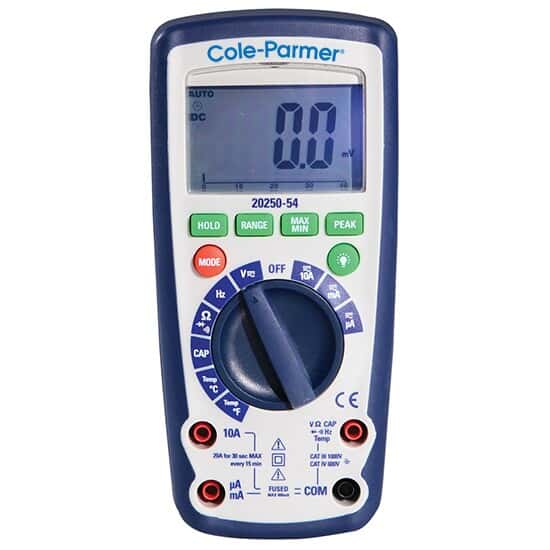 Cole-Parmer Industrial Digital Multimeter, TRMS, with NIST-Traceable ...