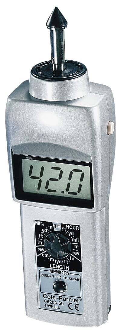 Cole-Parmer Contact Tachometer with LCD Display and 12" (30.5 cm) Wheel ...