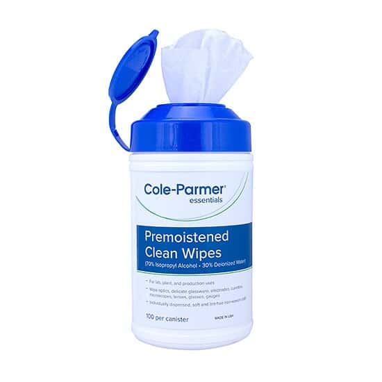 Always in Stock - Cole-Parmer Clean Lab Wipes, 70% IPA Alcohol/30% DI ...