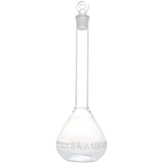 Cole-Parmer Class A 100 mL Glass Volumetric Flasks with Glass Stoppers ...