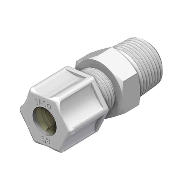 Compression to Threaded Fitting, Straight Adapter, PVDF, 1/4" OD x 1/4 ...
