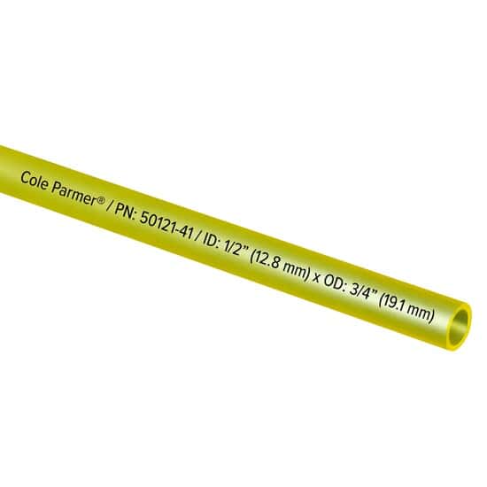 Cole-Parmer PVC Fuel and Lubricant Tubing, Yellow, 1/2" ID x 3/4" OD ...