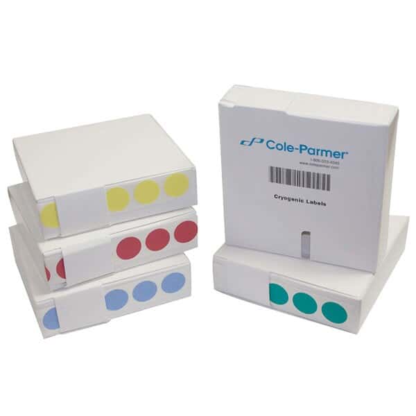 Cole-Parmer Microtube Dot/Circular Labels, Yellow, 1/2" Dia; 1000/RL ...