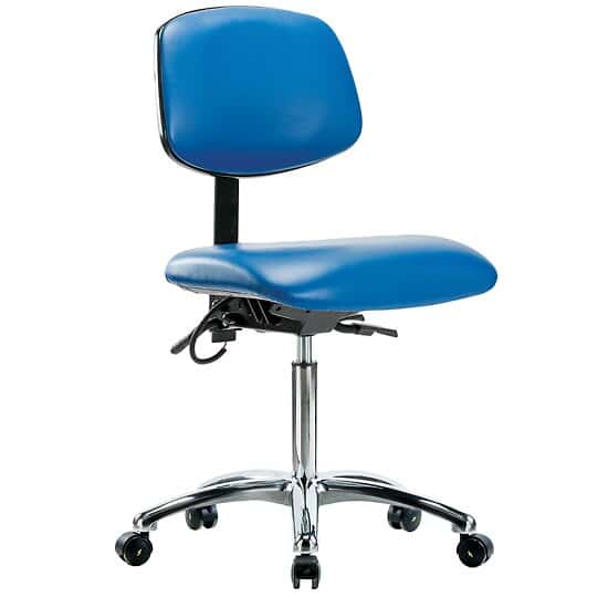 Cole-Parmer Blue Vinyl ESD Bench Height Ergonomic Chair In Chrome With ...
