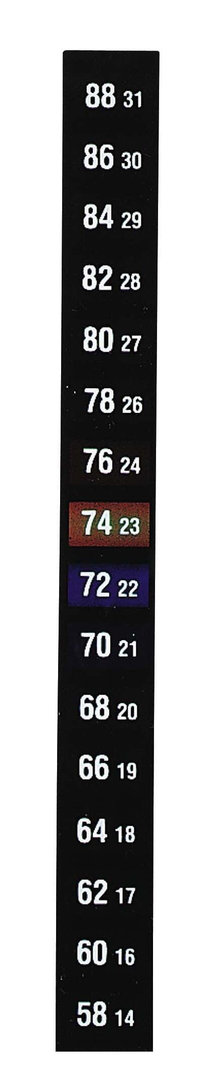 Cole-Parmer Reversible 16-Point Vertical Adhesive Temperature Label, 26 ...
