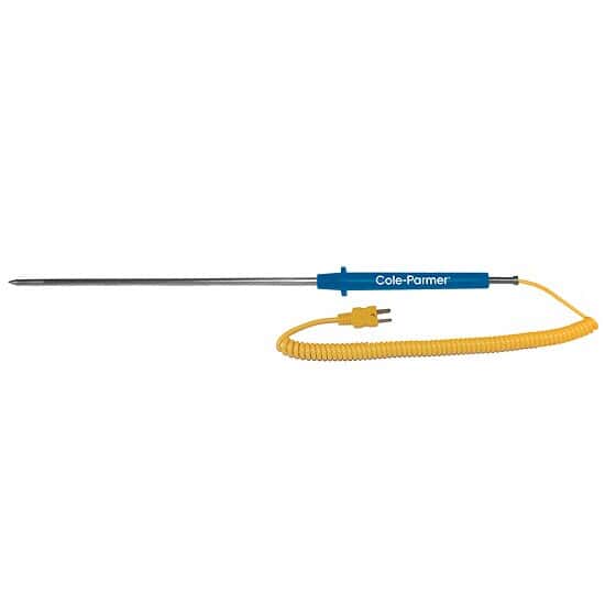 Cole-Parmer Type-K, Extra-Long Heavy-Duty Probe, Mini-Connector, 24" L ...