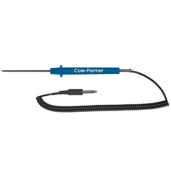 Cole-Parmer Penetration Ctd Thermistor Probe, Phono Plug, 4" L, .188" Dia, 5ft Coil from Cole ...