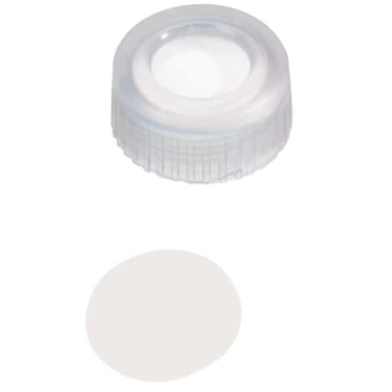Cole-Parmer Short Thread Cap, 9mm, Open Transparent Polypropylene, PTFE ...