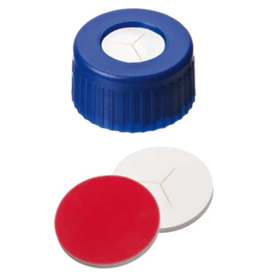 Cole-Parmer Short Thread Cap, 9mm, Open Blue Polypropylene, Y Pre-Slit ...