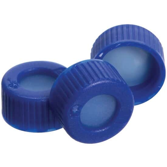 Cole-Parmer Short Thread Cap, 9mm, Open Blue Polypropylene, Dark Blue ...