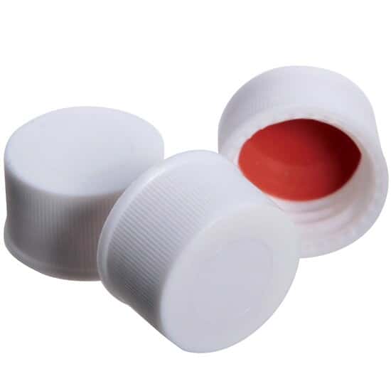 Cole-Parmer Screw Cap, Polypropylene, White, 13 mm, Closed, Rubber/PTFE ...